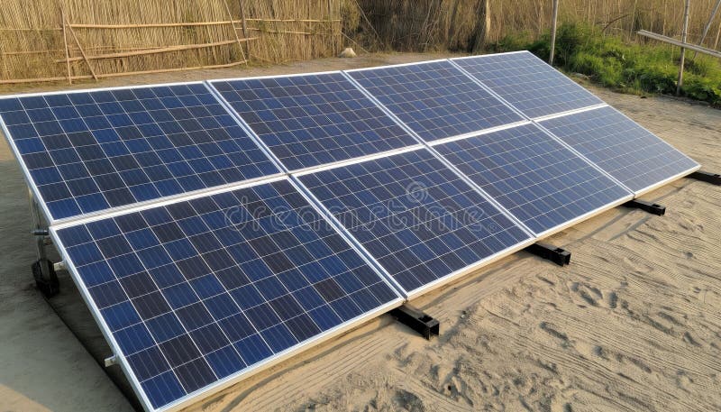 Ground View of Solar Panels in Rural Setting Stock Photo - Image of ...