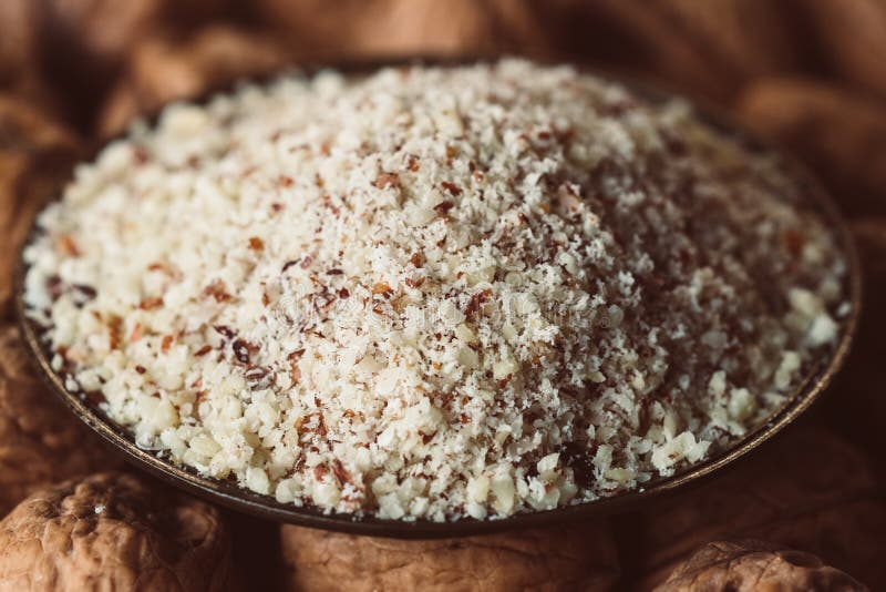 Ground walnuts stock image. Image of snack, grain, powder - 110202485