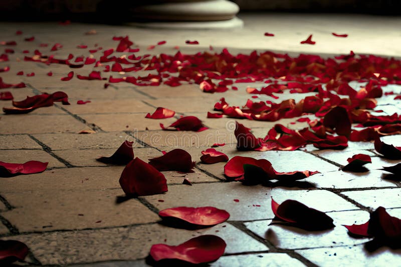 The Ground Was Covered in Stray Red Rose Petals Stock Illustration ...