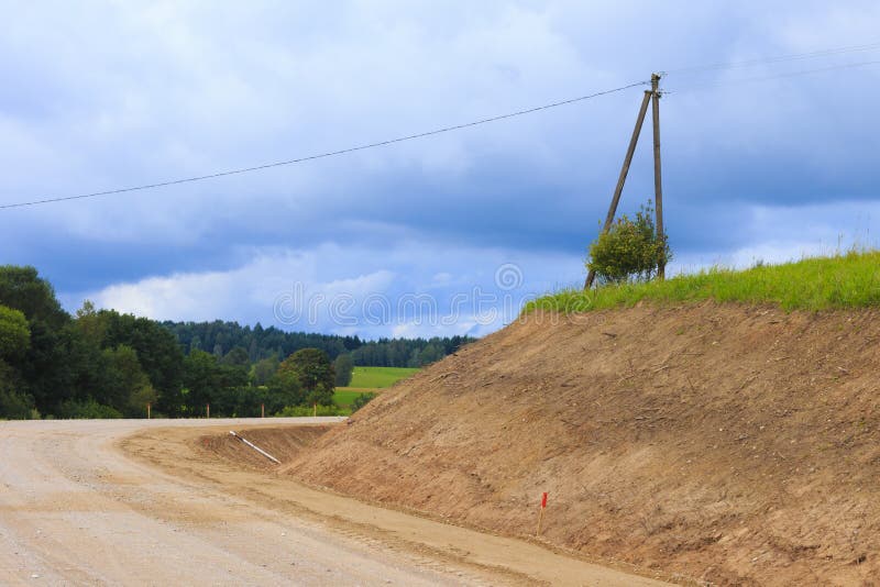 Ground Way Bend in the Countryside. Stock Image - Image of land, bend ...