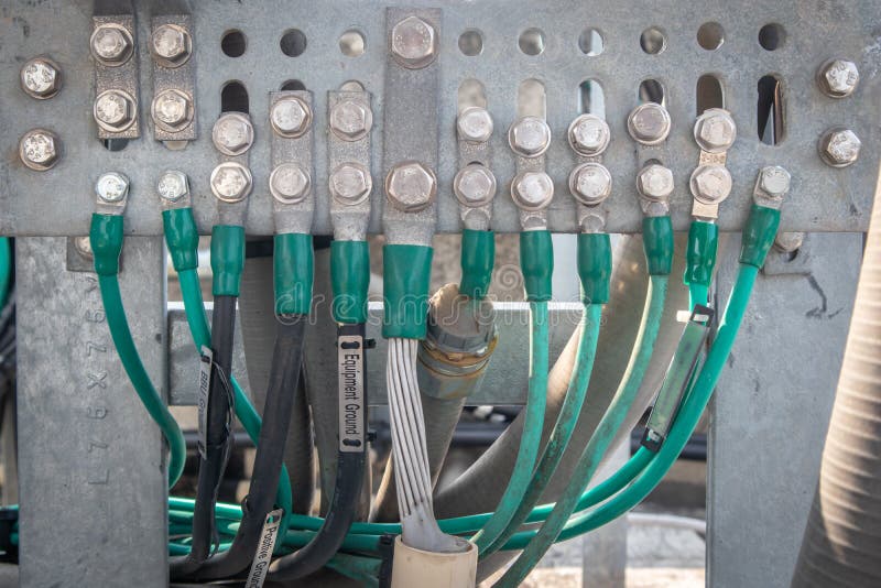 Ground Bonding For Door Of Electrical Panel Stock Image - Image of ...