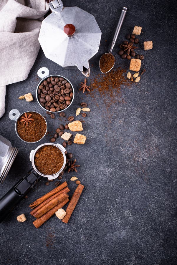 Grounded Coffee and Beans from South America Stock Photo - Image of ...