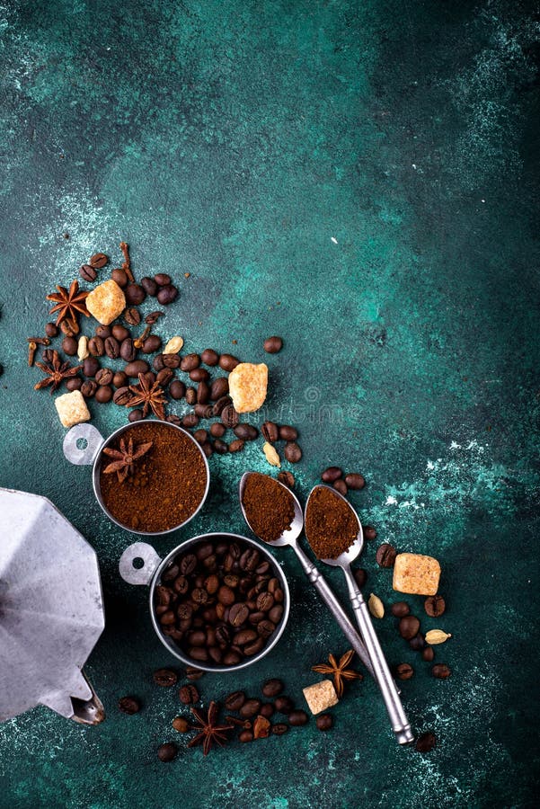 Grounded Coffee and Beans from South America Stock Photo - Image of ...