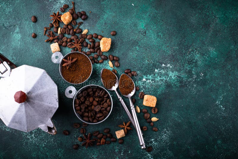 Grounded Coffee and Beans from South America Stock Photo - Image of ...