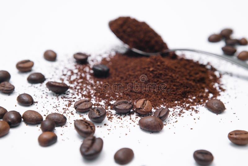 Grounded Coffee and Beans from South America Stock Photo - Image of ...