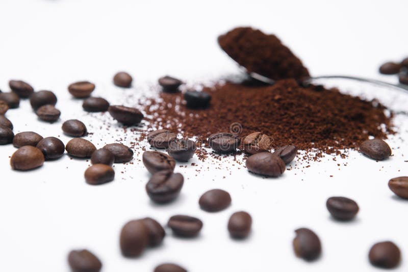Grounded Coffee and Beans from South America Stock Photo - Image of ...