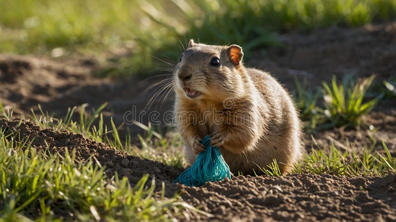 Curious Prairie Dog Holding Plastic Waste Stock Illustration ...