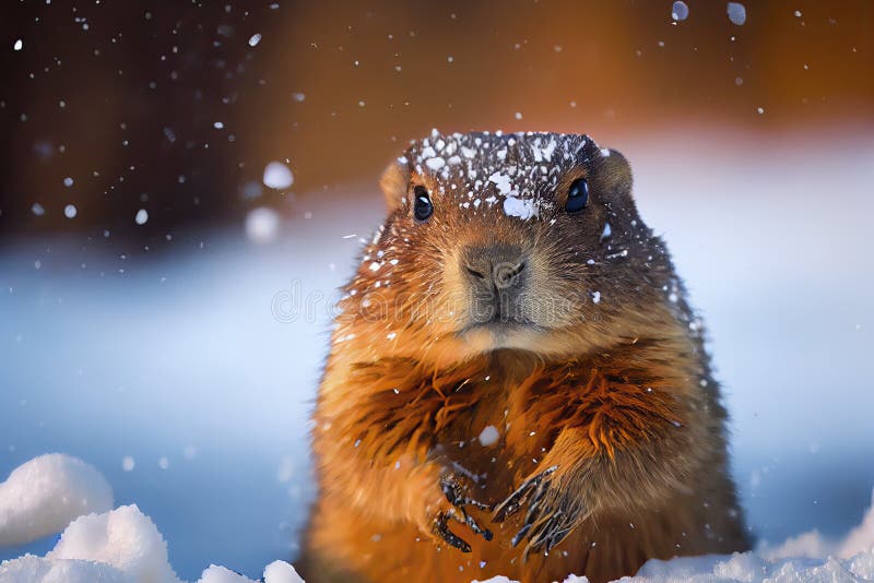 Groundhog Covered in Snow on Groundhog Day Stock Illustration ...