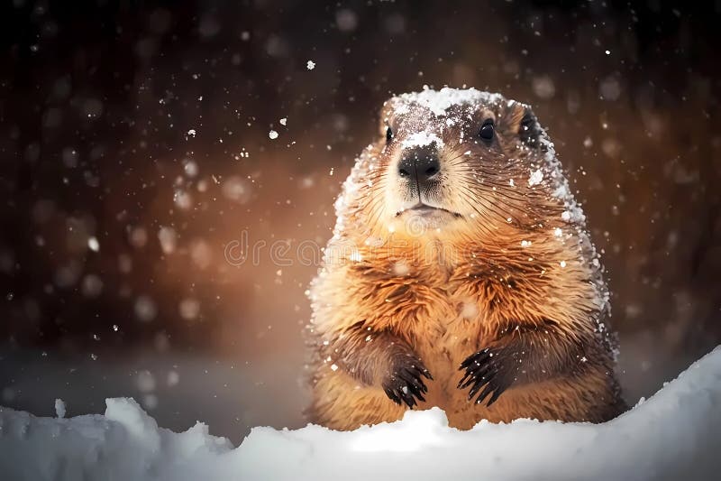 Groundhog Covered in Snow. Generative Ai Design Stock Illustration ...