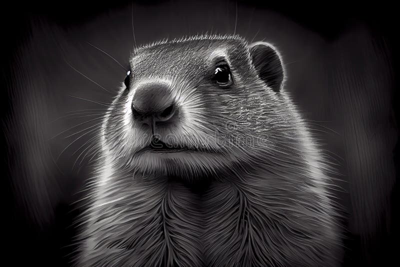 Groundhog Day. Groundhog Close-up Realistic Drawing Stock Illustration ...