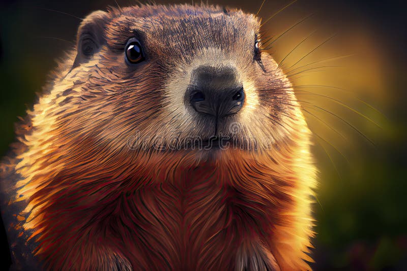 Groundhog Day. Groundhog Close-up Realistic Drawing Stock Illustration ...