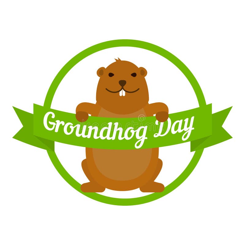 Groundhog Day Icon, Flat Style Stock Vector - Illustration of hamster ...