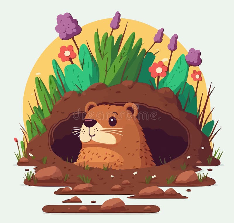 Groundhog Day Poster. the Groundhog Sleeps in His Burrow Stock ...