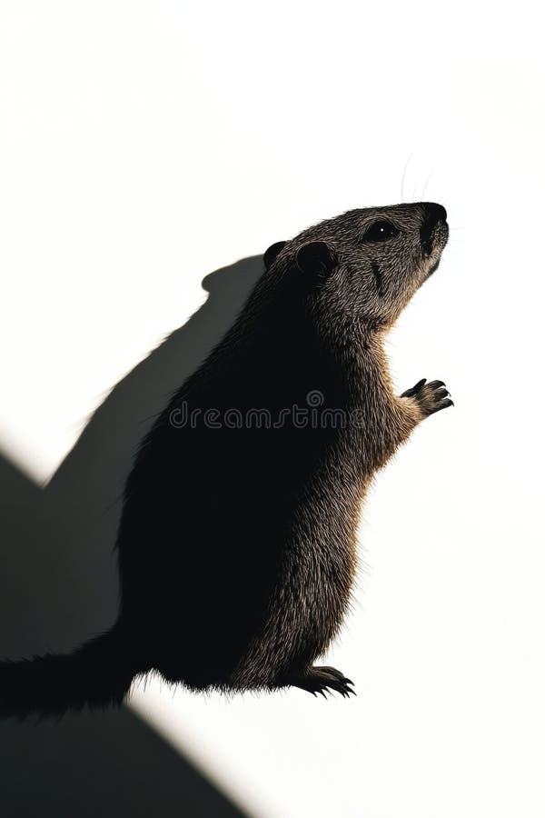 Groundhog Day Shadow Play on a White Background with Creative Negative ...