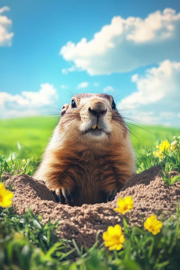 Groundhog Day Spring is Coming Stock Photo - Image of hole, cartoon ...