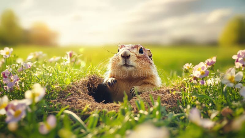 Groundhog Day Spring is Coming Stock Photo - Image of groundhog, ground ...