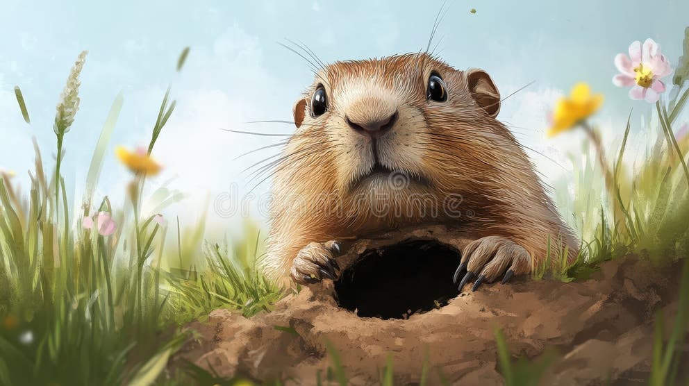Groundhog Day Spring is Coming Stock Image - Image of character, brown ...