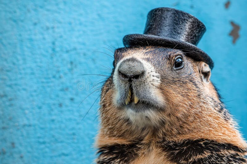 A Groundhog Dressed in a Black Top Hat, Suitable for Use As a Whimsical ...