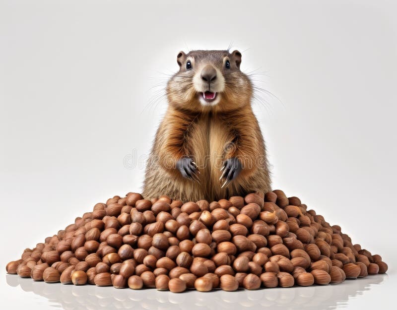 Groundhog on a Hazelnut Throne Stock Illustration - Illustration of ...