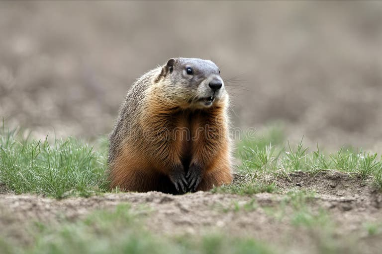 Groundhog (Marmota Monax) on the Grass Stock Illustration ...