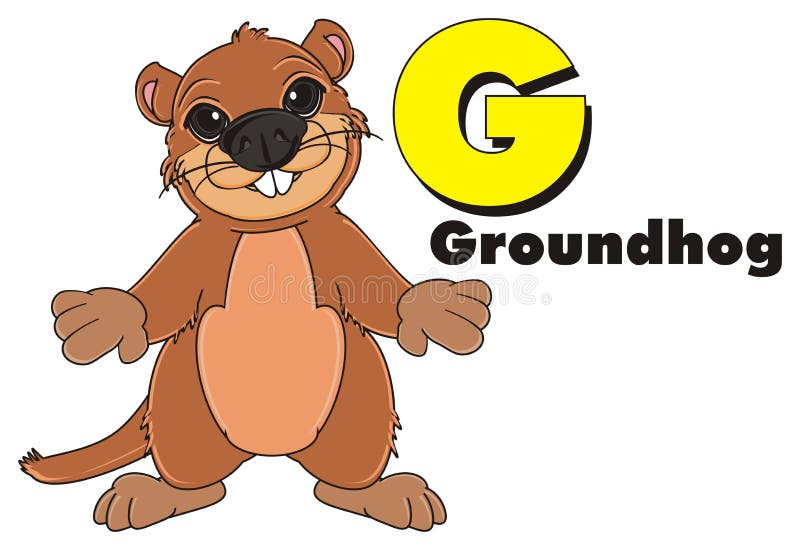 Bruine groundhog met boog stock illustratie. Illustration of marmot ...