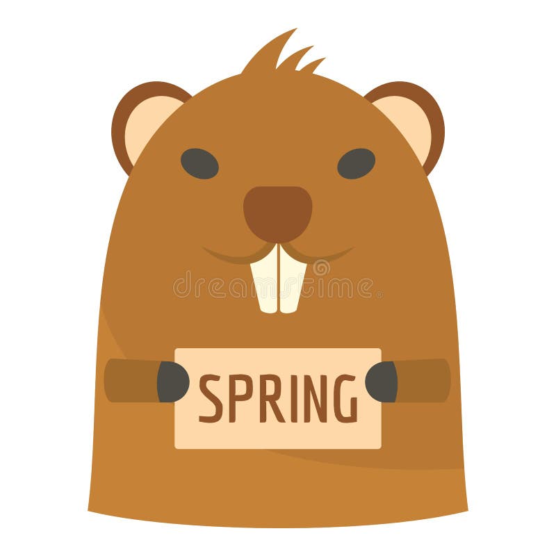 Groundhog in Spring Icon, Flat Style Stock Vector - Illustration of ...
