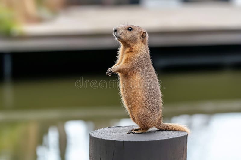 Groundhog Standing on Hind Legs Stock Illustration - Illustration of ...