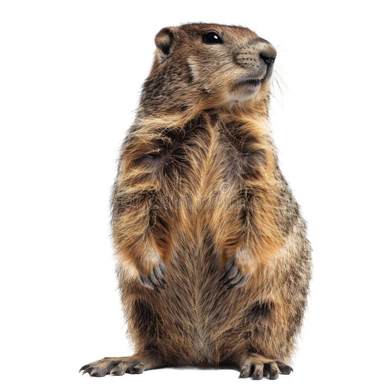 A Groundhog Standing Tall with a Curious Expression Stock Image ...