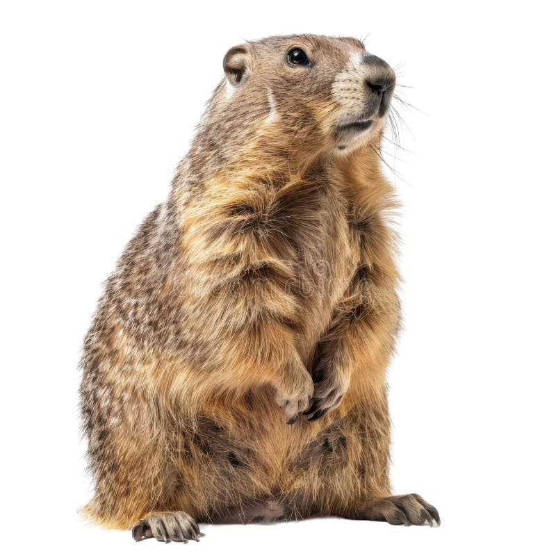 A Groundhog Standing Upright with Its Paws Folded in Front of Its Chest ...