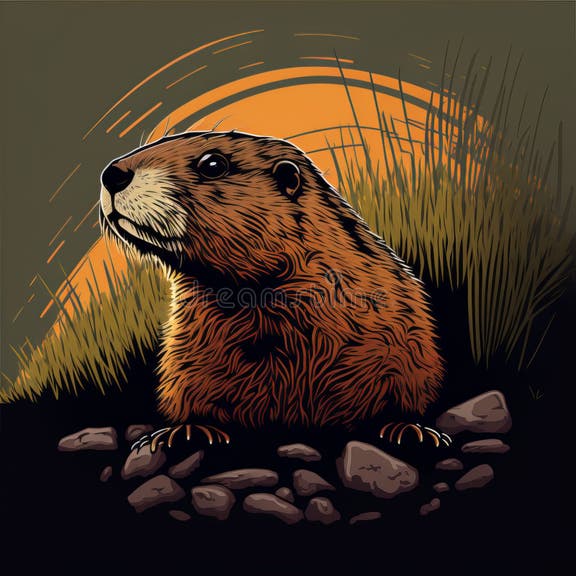 Groundhog Vector Art (generative AI) Stock Illustration - Illustration ...