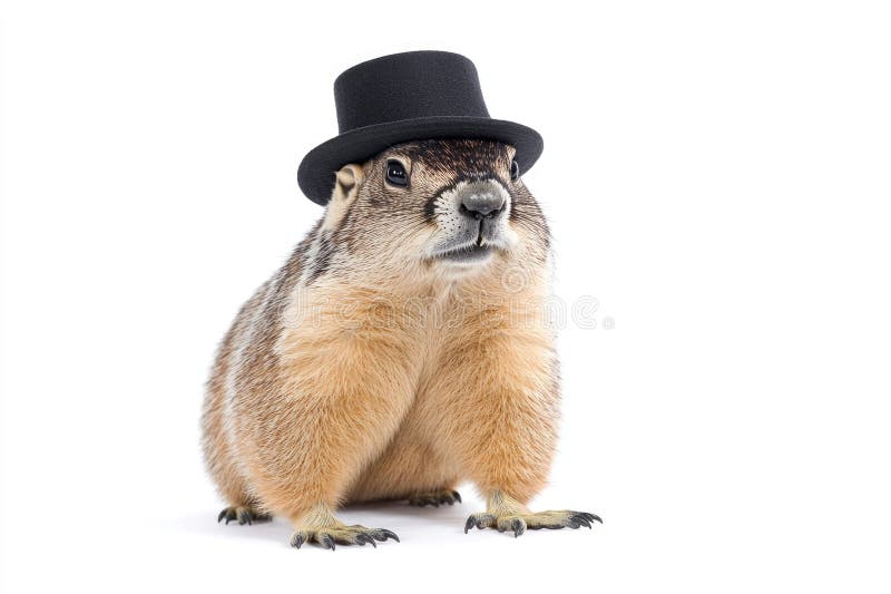 A Groundhog Wearing a Top Hat and Sitting, Perfect for Whimsical or ...