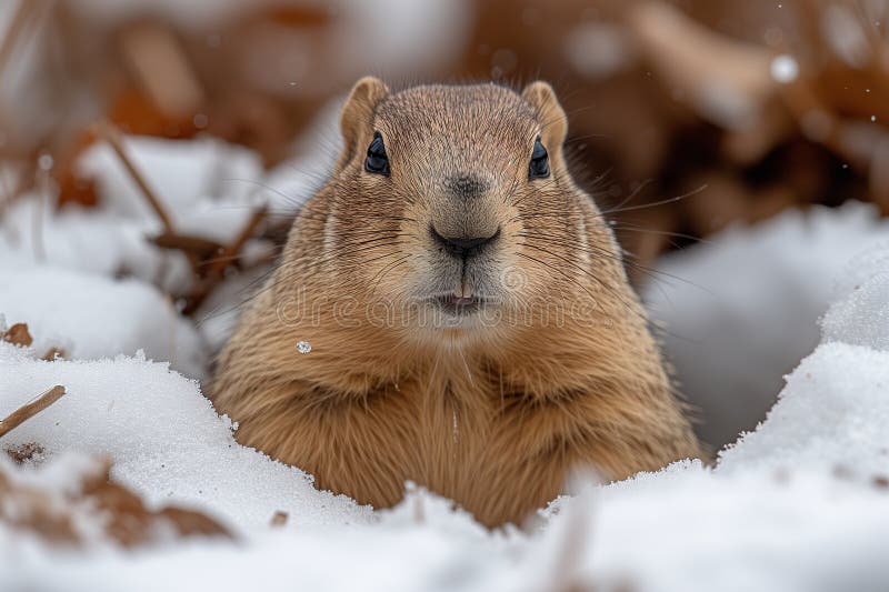 The Groundhog Woke Up in the Spring Stock Illustration - Illustration ...