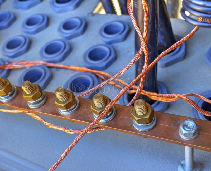 Grounding Bus with Terminals and Wires Inside of Electrical Control ...