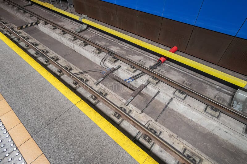 Grounding is Connected To the Subway Tracks at the Station Stock Image ...