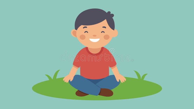 Grounding Exercise a Child Sitting on the Grass Feeling the Texture of ...
