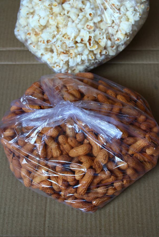 Groundnuts and Popcorn in Polythene Packets Stock Image - Image of ...