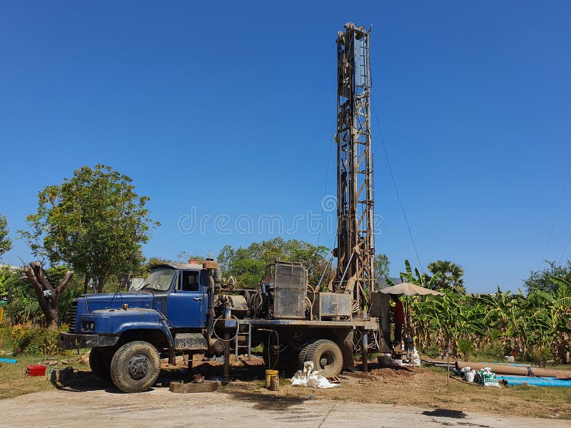 A Groundwater Drill Rig is Preparing To Drill Stock Image - Image of ...