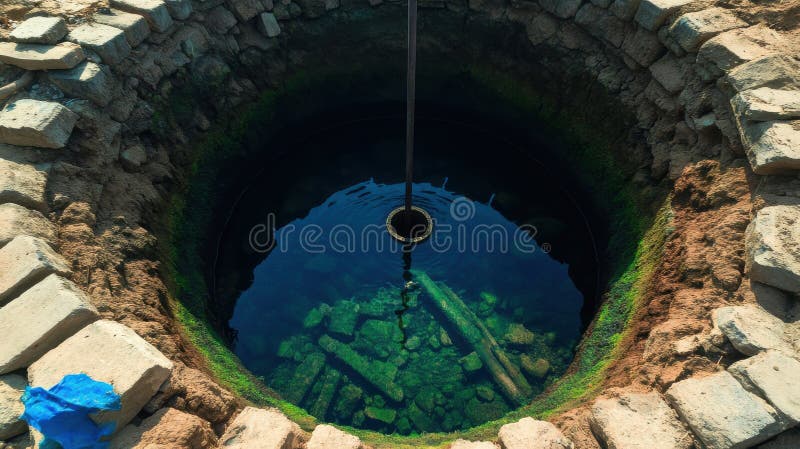 Groundwater Well with Water Pumping System and Algae Stock Image ...
