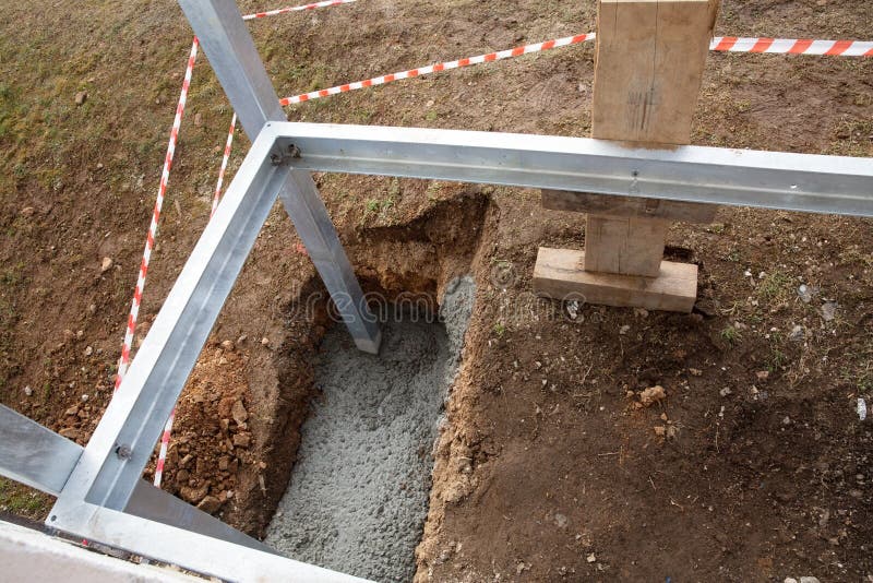 Groundwork with Cement with Metal Construction Stock Image - Image of ...