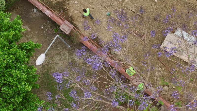 Groundwork: 4K Aerial View of Soil Unloading Stock Video - Video of ...