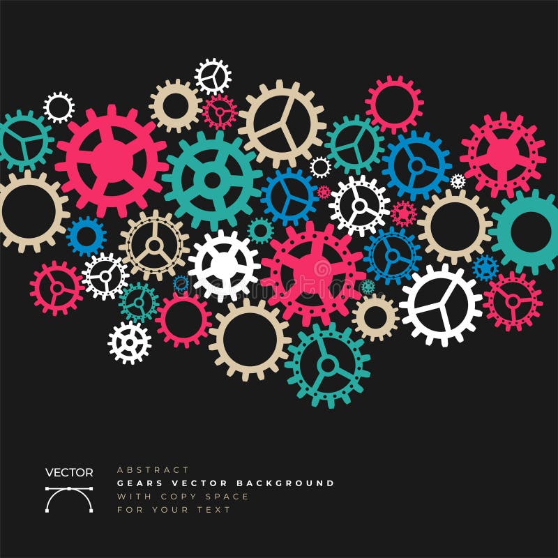 Group of Abstract Colorful Gears on Black Background Stock Vector ...