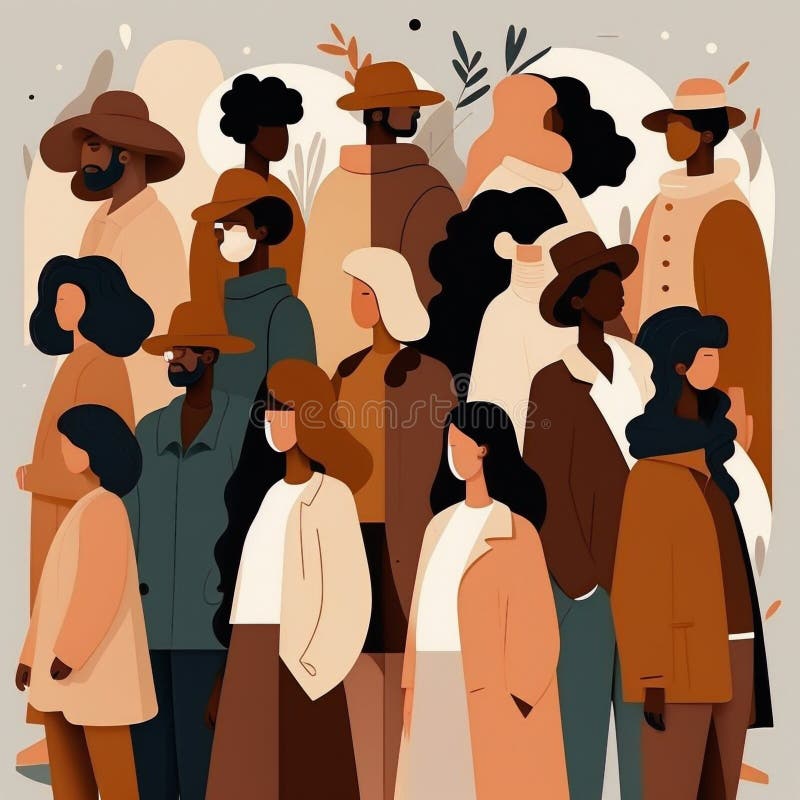 Group of Abstract Diverse People. Beige Tones Stock Illustration ...