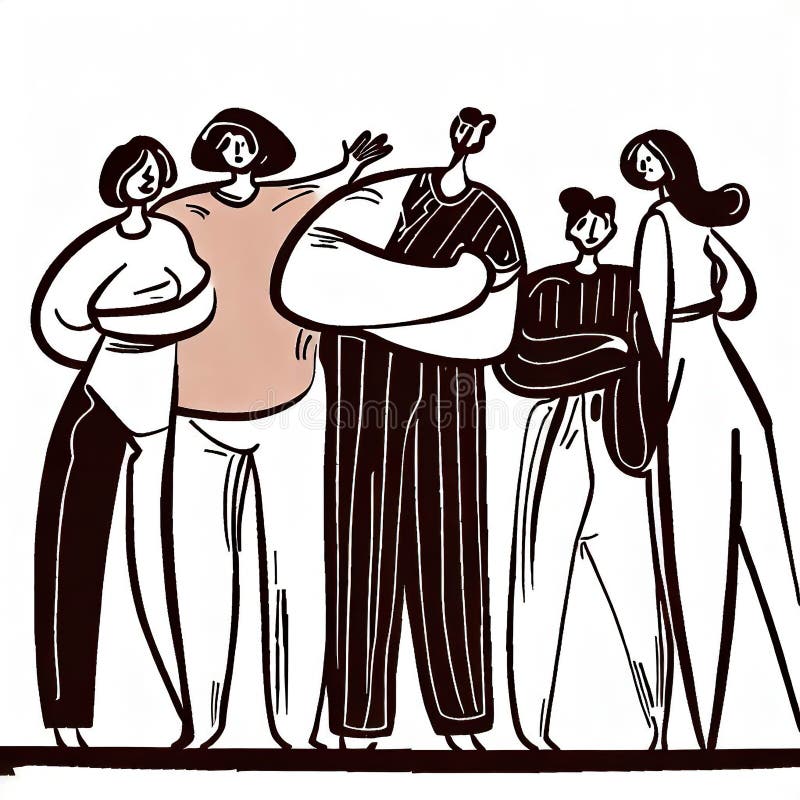 Group of Abstract Diverse People. Standing, Hugging with Generative AI ...