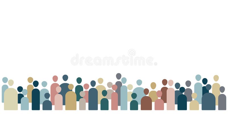 Group of Abstract Human Figures Border, Diverse People Vector ...