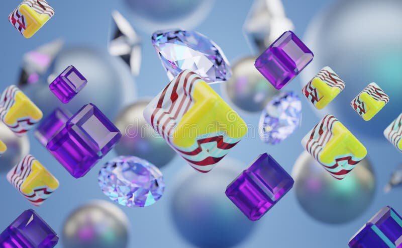 Group of Abstract Objects is Floating Stock Illustration - Illustration ...