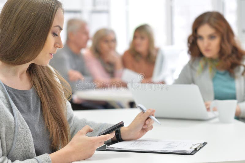 Portrait of Group of Active Business People Working Stock Image - Image ...
