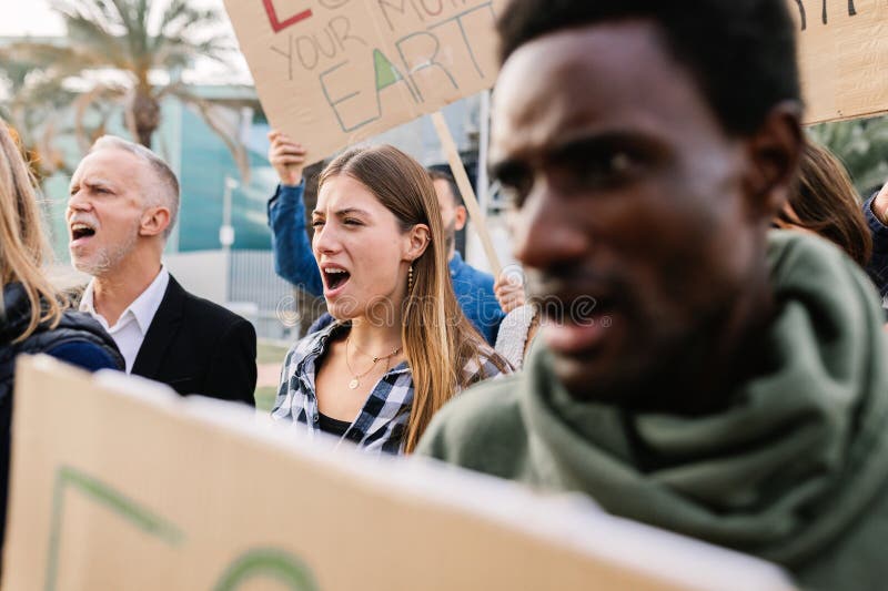 Group of Activist Demonstrating Against Global Warming and Climate ...