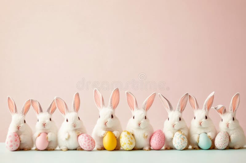 A Group of Adorable Easter Bunnies with Bunny Ears of Different Shapes ...