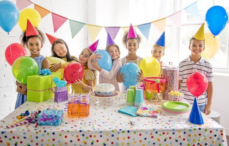 Group of Adorable Kids Having Fun at Birthday Party Stock Image - Image ...