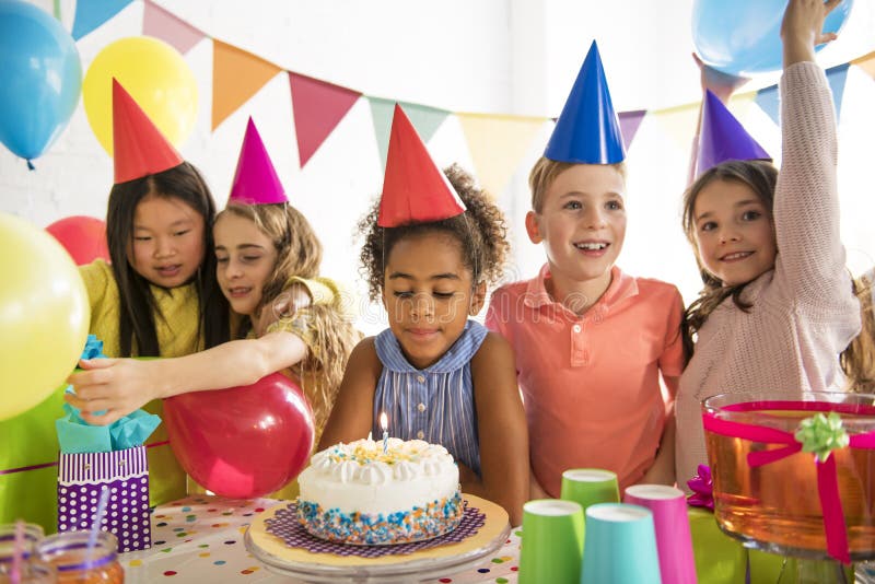 Group of Adorable Kids Having Fun at Birthday Party Stock Image - Image ...